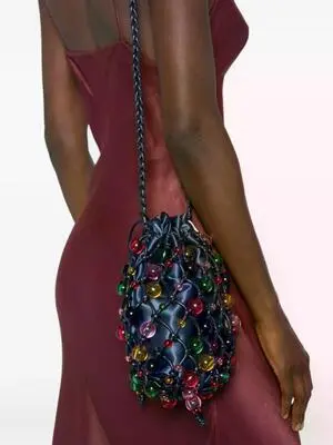 Marina Rinaldi Bead-embellished Drawstring Shoulder Bag