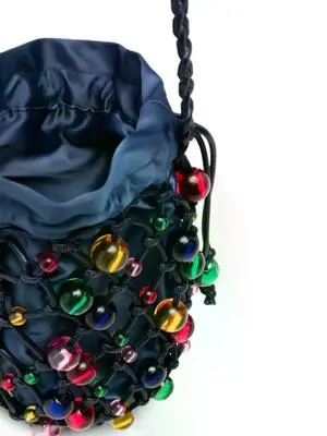 Marina Rinaldi Bead-embellished Drawstring Shoulder Bag