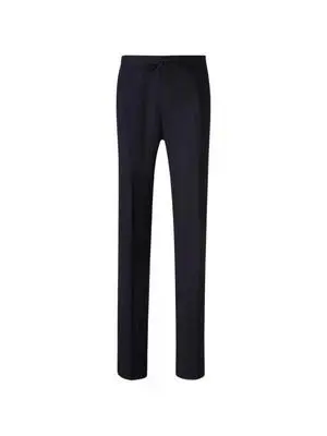 LARDINI Drawstring-waist Pressed-crease Trousers - Blue