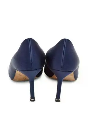 Manolo Blahnik Hangisi Crystal Embellished Satin Pumps