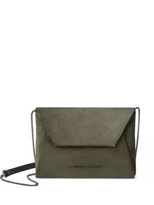 Brunello Cucinelli Duo Pochette In Suede With Precious Chain