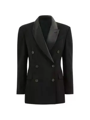 Brunello Cucinelli Viscose And Virgin Wool Tuxedo Jacket With Monili Embellishment