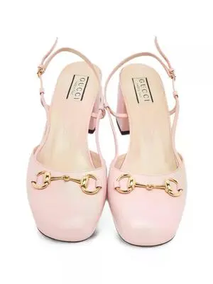 Gucci Horsebit Slingback Leather Pumps