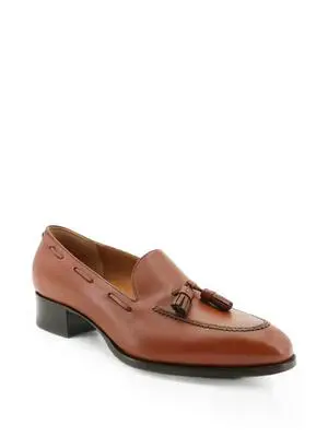 Loro Piana Serge Tassel Loafers In Calfskin - Brown