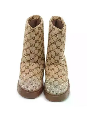 Gucci Microguccissima Crystal Embellished Boots