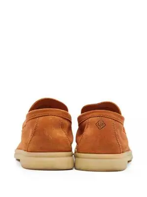 Loro Piana Summer Walk Loafers In Suede - Orange