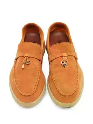 Loro Piana Summer Walk Loafers In Suede - Orange