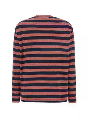 JIL SANDER Striped Embroidered Logo Long Sleeve T-shirt - Blue