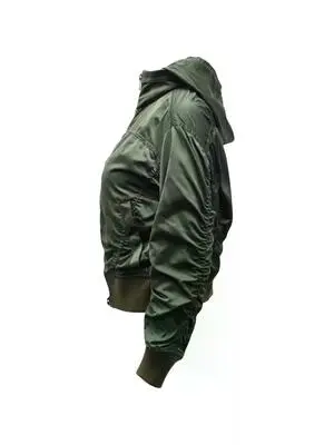 Vince Ruched Hooded Bomber Jacket