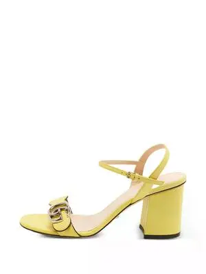 Gucci Double G Ankle Strap Block Heel Sandals