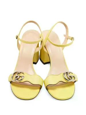 Gucci Double G Ankle Strap Block Heel Sandals