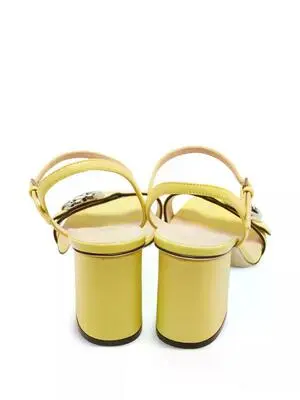 Gucci Double G Ankle Strap Block Heel Sandals