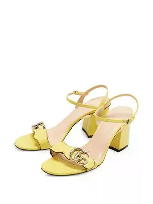 Gucci Double G Ankle Strap Block Heel Sandals