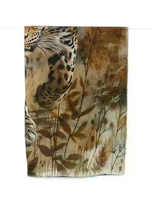 D'ANIELLO Animal-print Frayed-edge Scarf - Neutrals
