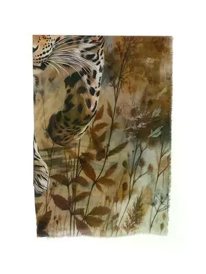 D'ANIELLO Animal-print Frayed-edge Scarf - Neutrals