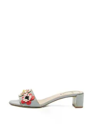 Fendi Flower Embellished Slip-on Block Heel Sandals