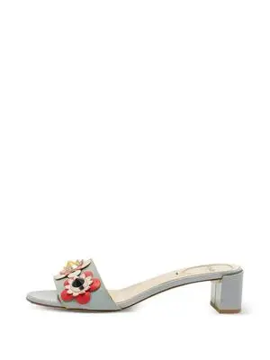 Fendi Flower Embellished Slip-on Block Heel Sandals