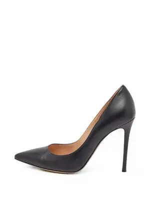 GIANVITO ROSSI Leather Pointed Toe Stiletto Heel Pumps - Black