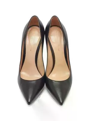 GIANVITO ROSSI Leather Pointed Toe Stiletto Heel Pumps - Black