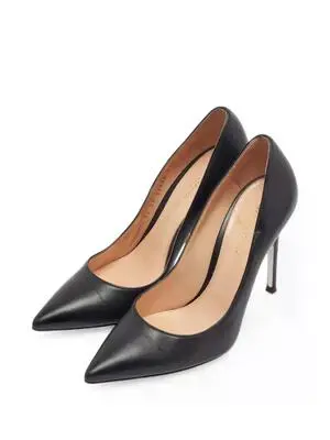 GIANVITO ROSSI Leather Pointed Toe Stiletto Heel Pumps - Black