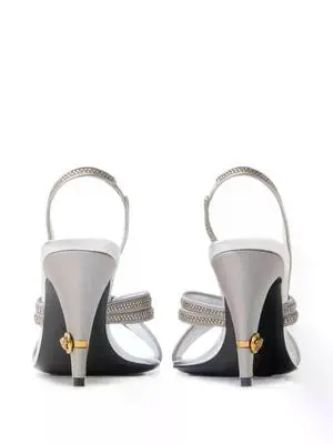 Versace Embellished Satin Slingback Sandals