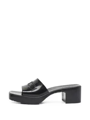 Gucci Rubber Embossed Logo Block Heel Sandals