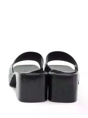 Gucci Rubber Embossed Logo Block Heel Sandals
