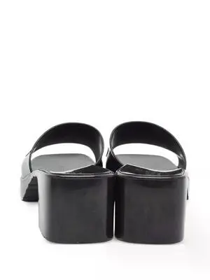 Gucci Rubber Embossed Logo Block Heel Sandals - Black