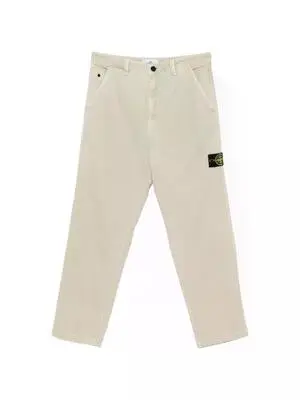 Stone Island Logo Patch Straight-leg Trousers - Neutrals