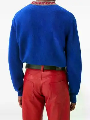 Versace Wool & Cashmere Knit Crewneck Jumper - Blue