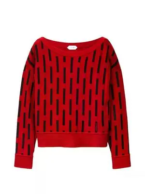 Versace Embroidered Logo Wool Knit Jumper - Red