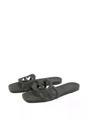 Gucci Interlocking G Flat Slides - Black