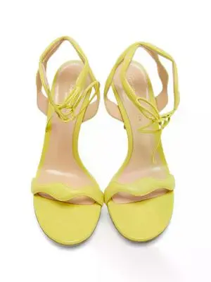 GIANVITO ROSSI Leather Wavy Ankle-tie Stiletto Sandals - Green