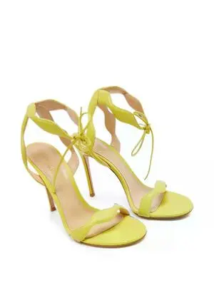 GIANVITO ROSSI Leather Wavy Ankle-tie Stiletto Sandals - Green