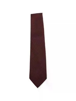 TOM FORD TOM FORD Houndstooth Silk Neck Tie Red