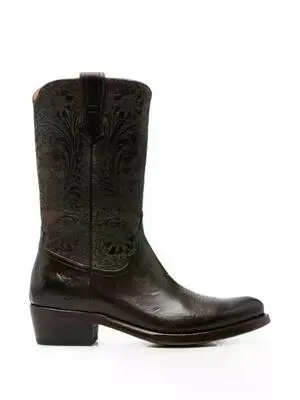 ERALDO Floral-Embossed Leather Boots