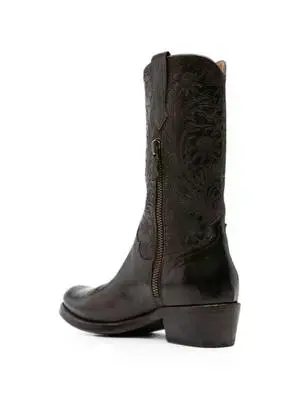 ERALDO Floral-embossed Leather Boots