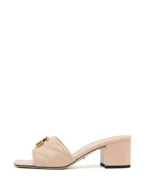 Gucci Gg Marmont Quilted Leather Block Heel Sandals