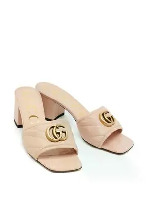 Gucci Gg Marmont Quilted Leather Block Heel Sandals