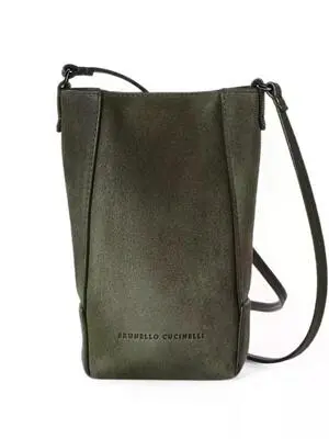 Brunello Cucinelli Duo Phone Holder In Suede With Monili