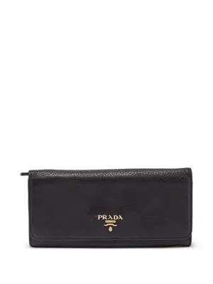 Prada Logo-plaque Flap Continental Wallet - Black