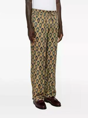 Drole De Monsieur Graphic Print Wide Leg Trousers - Neutrals