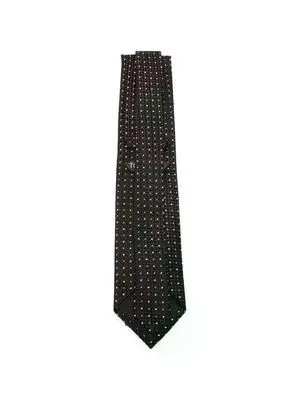 TOM FORD Geometric Pattern Silk Neck Tie - Black