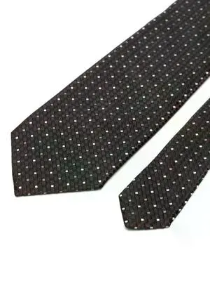TOM FORD Geometric Pattern Silk Neck Tie - Black