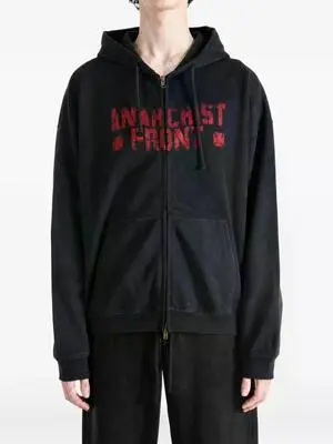 Vetements Slogan-print Zip-up Hoodie - Black