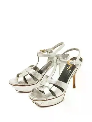 Saint Laurent Tribute Platform Sandals - Silver