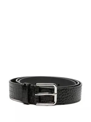 THE FRANKIE SHOP Croc-effect Leather Belt - Black