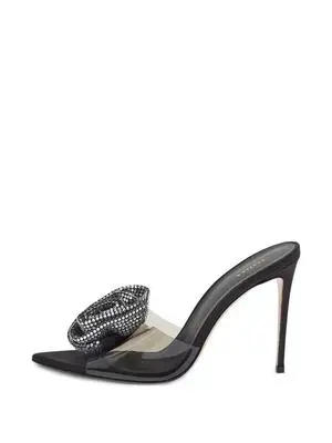LE SILLA Crystal Embellished Rose Appliqué Stiletto Sandals