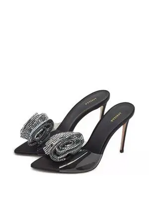 LE SILLA Crystal Embellished Rose Appliqué Stiletto Sandals