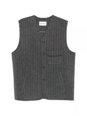 Drole De Monsieur Pinstripe-pattern Sleeveless Vest - Grey